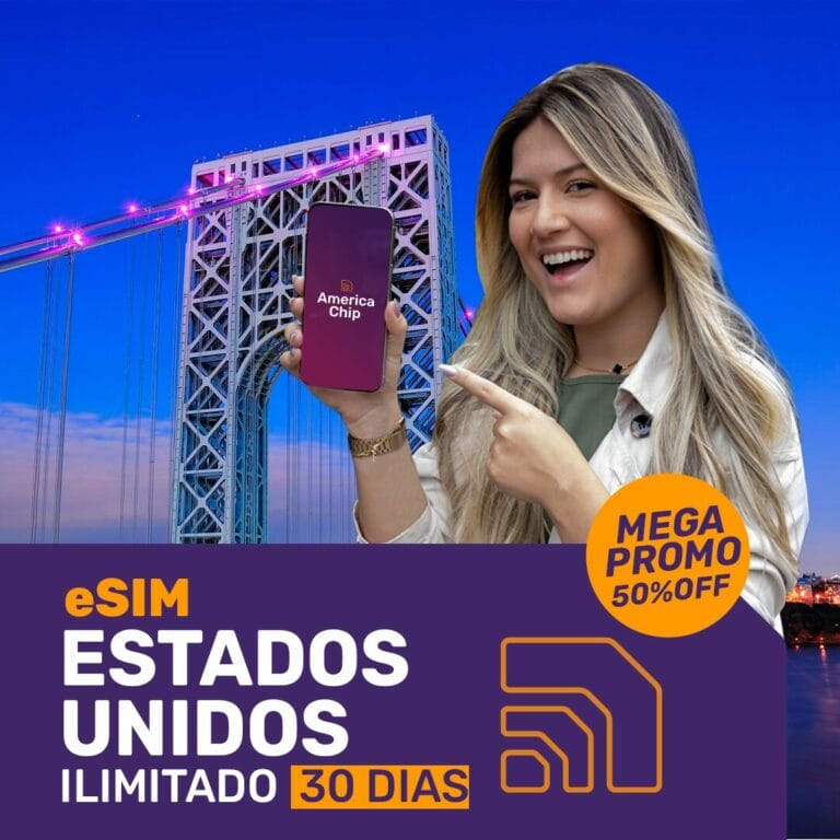 eSIM Estados Unidos 5G Ilimitado - Período de 30 dias - Mega Promo | AmericaChip